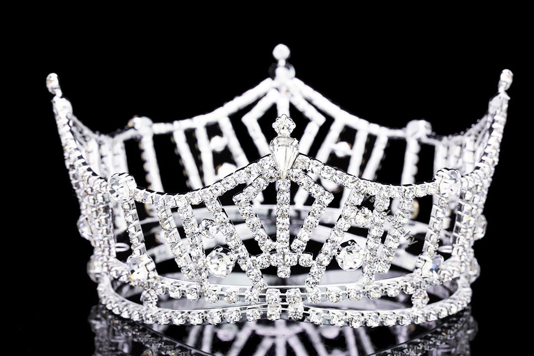 Mid Size 3" Tall Pageant Tiara Crown - Silver Plated Rhinestone Crystal T1016