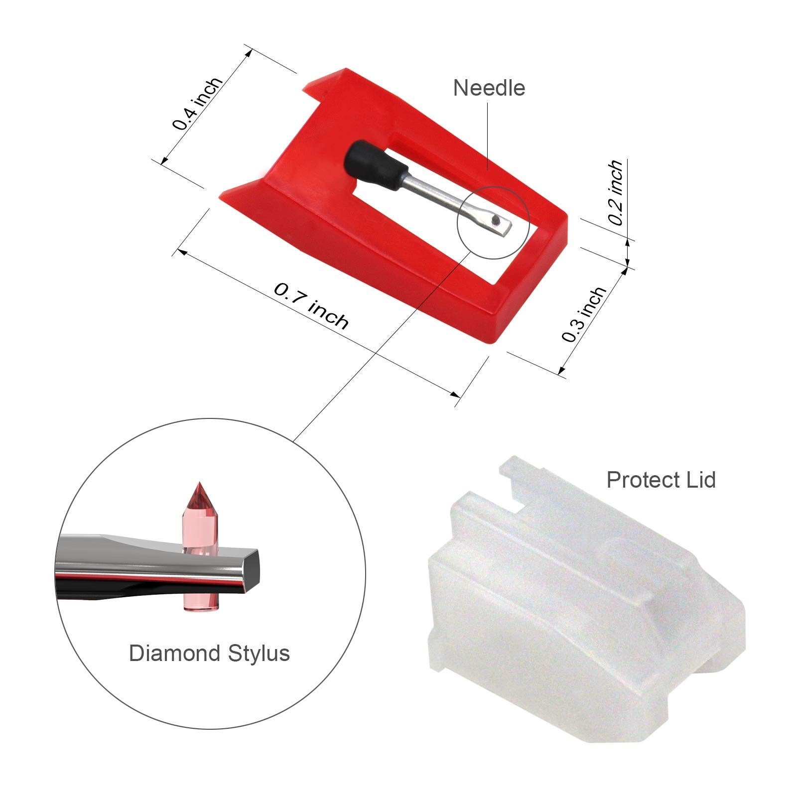 Record Player Needles, Hadwoer Turntable Replacement Needle for Vinyl Record Player LP Phonograph, Victrola, 1byone, Crosley, ION, Jensen(2 Pcs of Diamond Stylus)