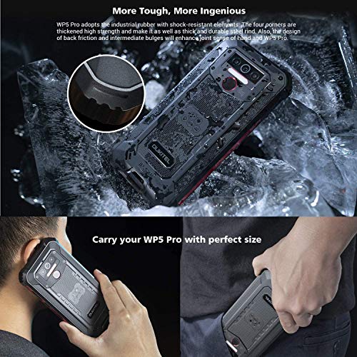 OUKITEL WP5 Pro Rugged Cell Phone, 4GB+64GB Unlocked Smartphone, 8000mAh Battery IP68 Waterproof Rugged Smartphone, Android 10.0 Global Version 4G LTE Dual-SIM 5.5inches Face ID Fingerprint (Black)