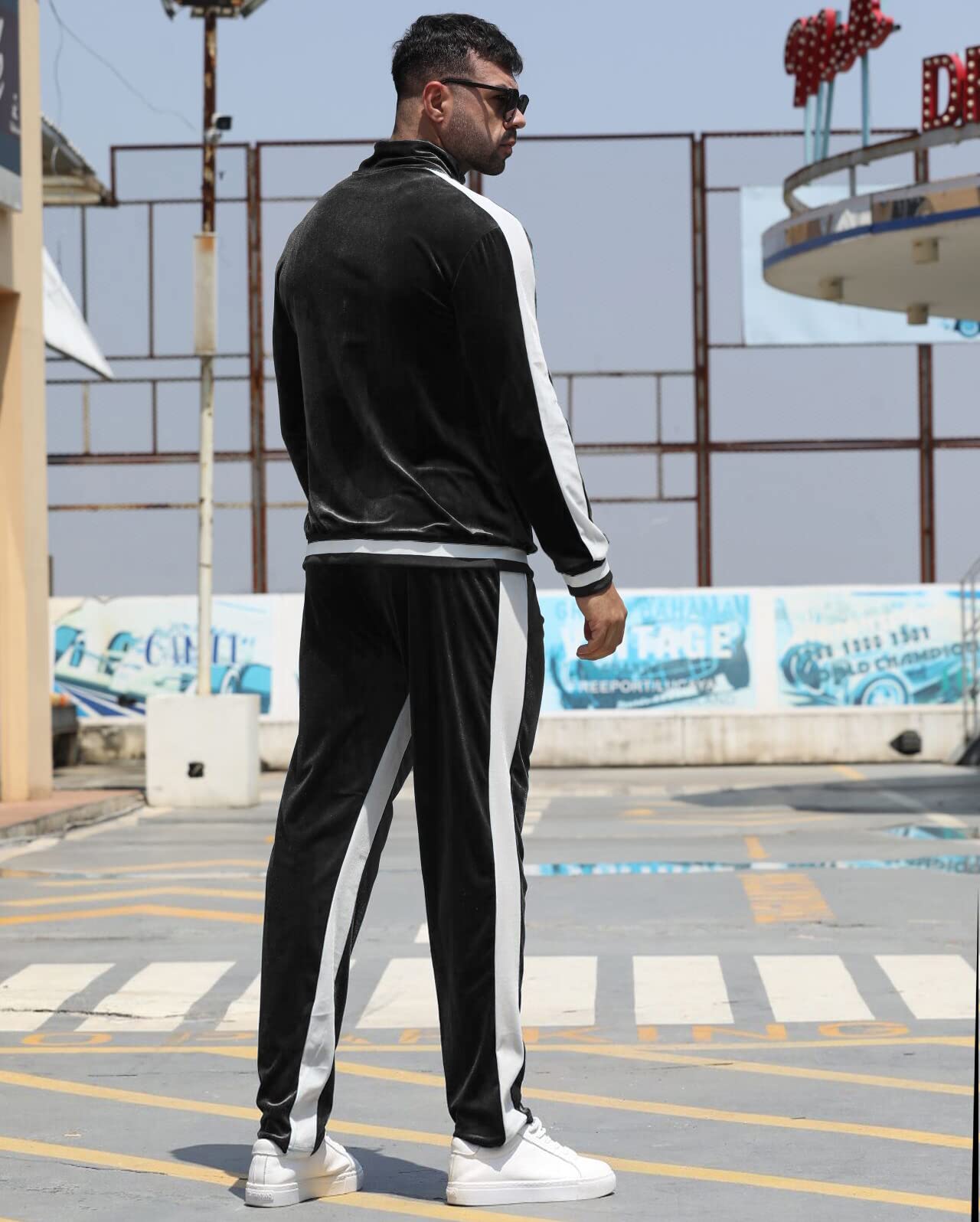 YAOGRO Velour Tracksuit Sweatsuit Set:Men's Jogging Suits Full Zip Casual Jackets Pants 2 piece Outfit Athletic Workout Black