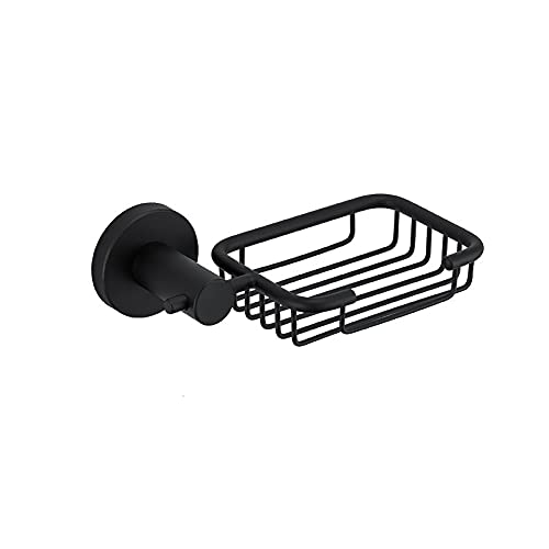 PLMM soap Box, Bathroom Soap Holder Shower Black Soap Dish Bathroom Tray Accessories Box Shelf Zinc-Alloy Wall Dishes Shelves