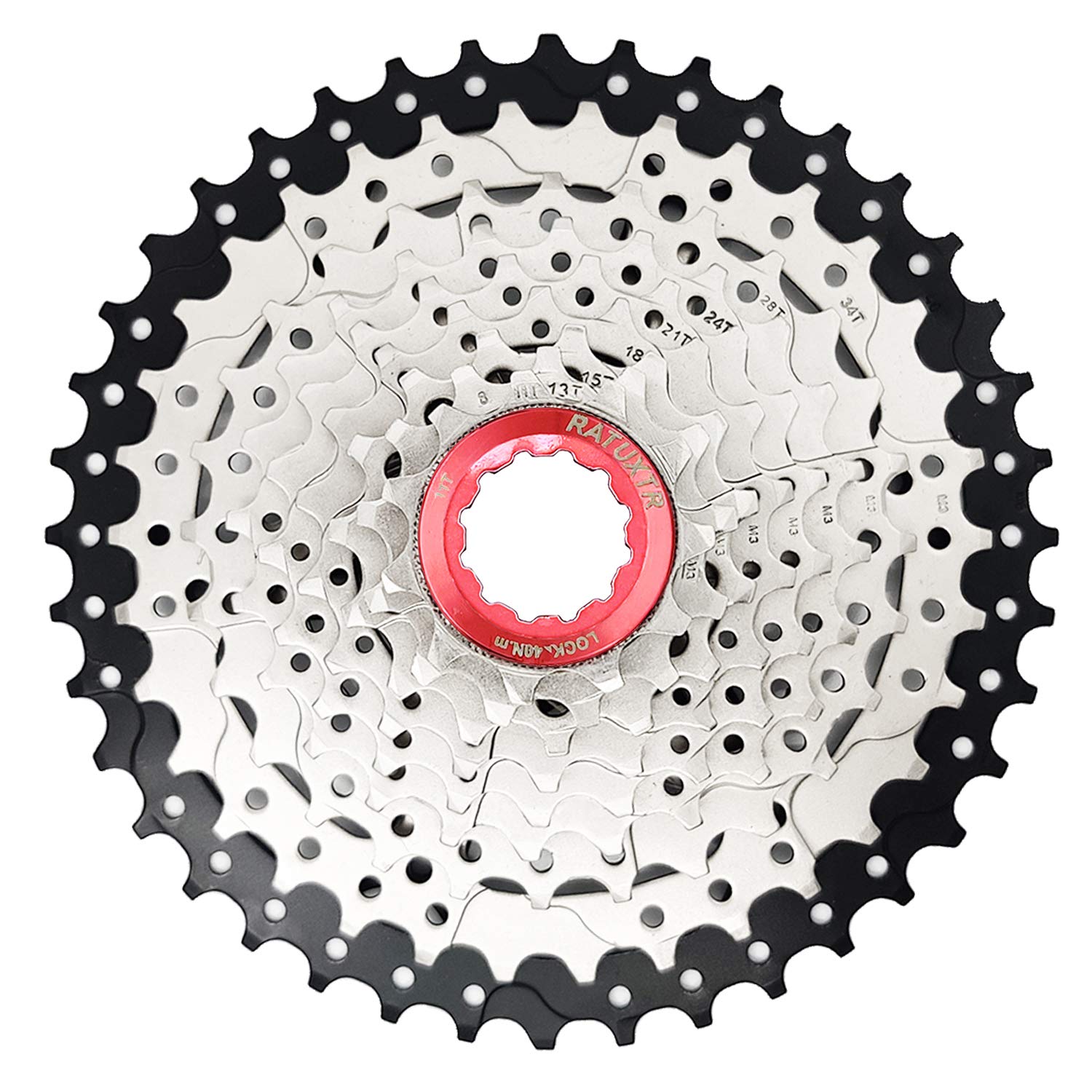 RATUXTR 9 Speed Cassette for Mountain Bike, 11-40T Mountain Bicycle 9 Speed Cassette Flywheel Fit for MTB BMX Road Bicycle, Super Light