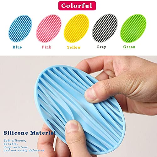 PLMM soap Box, Colorful Silicone Flexible Soap Dish Plate Tray Drain Ovaled Portable Soap Dishes Kitchen Bathroom Tools Storage Holder Soapbox (Color : Pink)