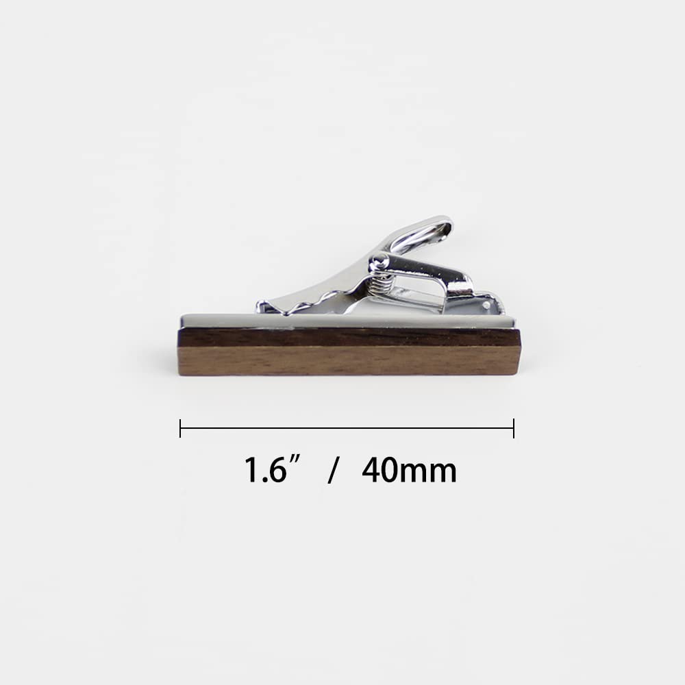 Rustic Black Walnut Wooden Round Cufflinks Tie Clips With Organizer Box for Men