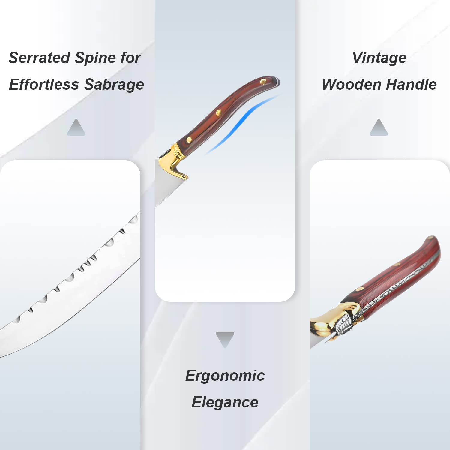 XuSha Champagne Saber Champagne Sword Wine Knife Bottle Opener Wood Handle with Gift Box (Red handle + Gift Box)