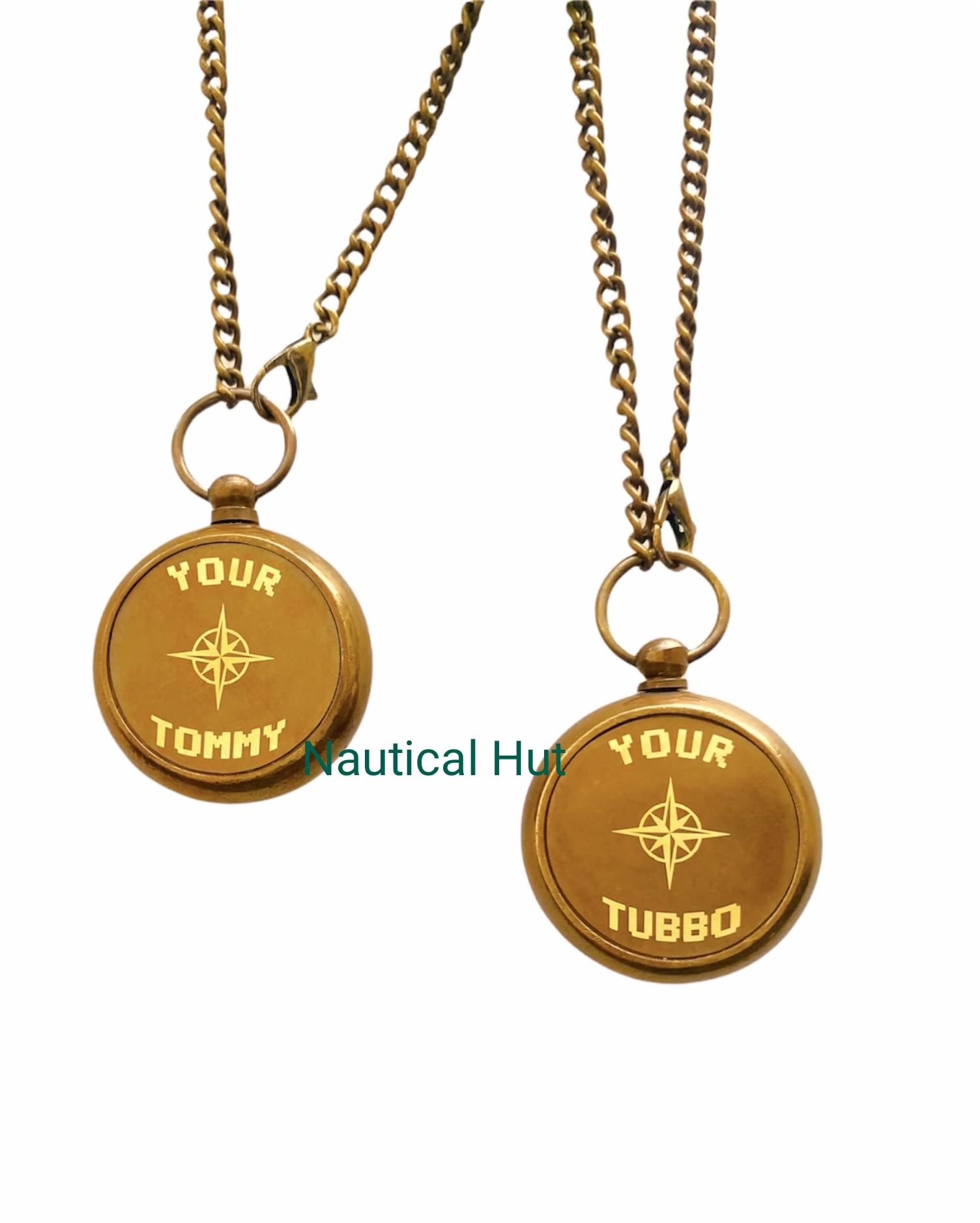 Nautical Hut Your Tommy Your Tubbo Brass Locket Nautical Pocket Compass with Leather Carry