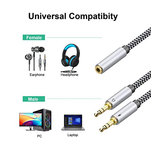 Morelecs 3.5mm Headphone Mic Splitter 3.5mm Female to 2 Dual 3.5mm Male Headphone Mic Audio Y Splitter Cable with Separate Microphone and Headphone for PC PS4 Gaming Headset
