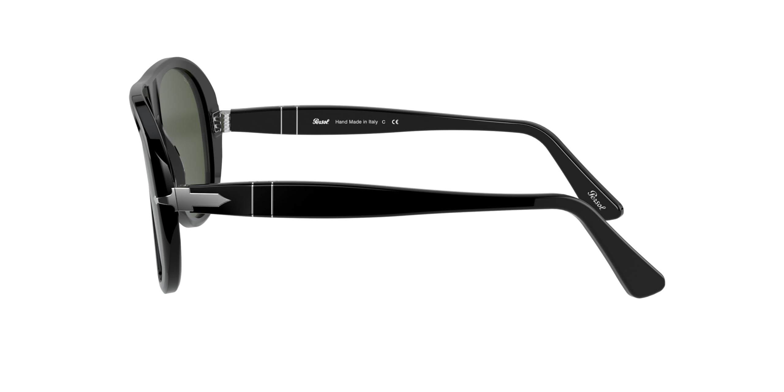 Persol PO3260S Aviator Sunglasses, Black/Green, 59 mm