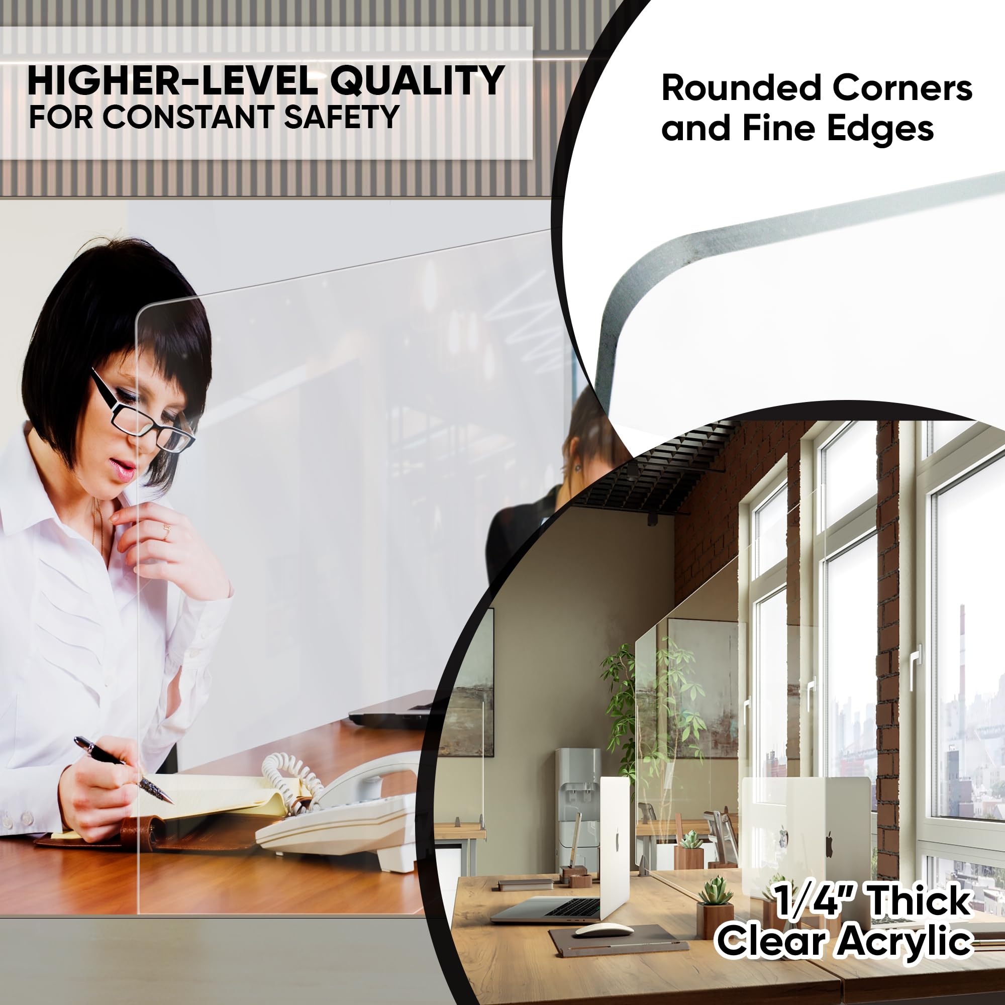 Plexiglass Table Top Sneeze Guard β Desk Divider for Students, Office, Transactions β Acrylic Shield | (24" x 24" with Cutout)