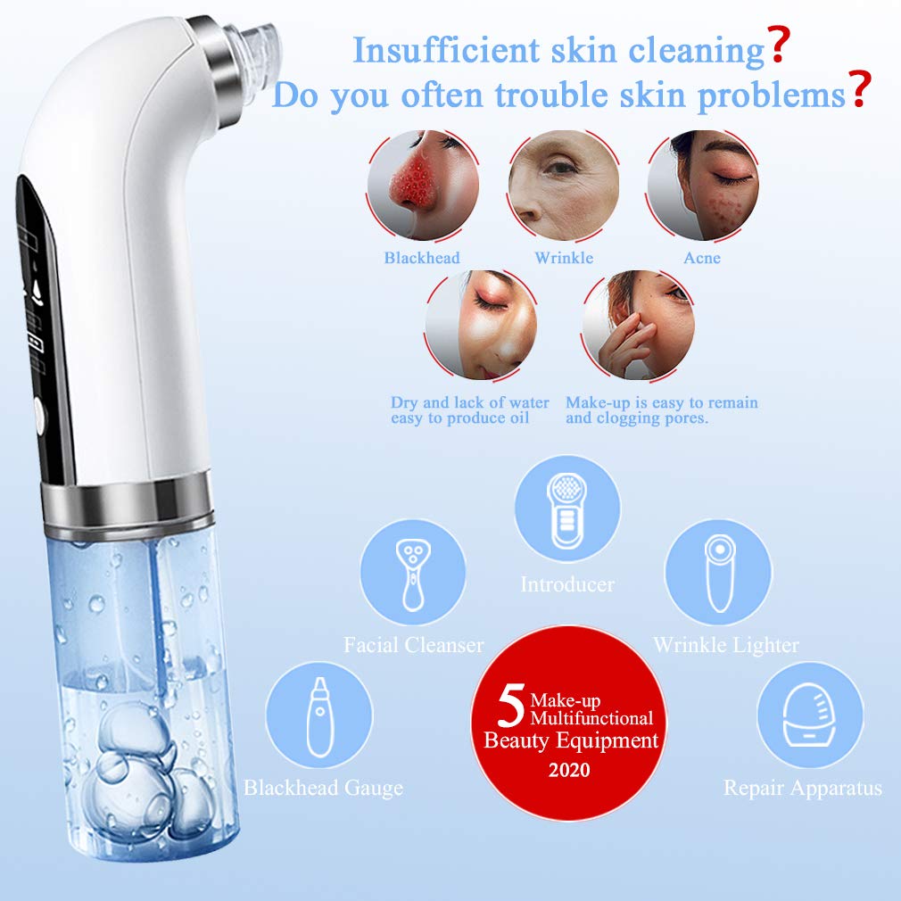 Pahajim Blackhead Remover Pore Vacuum - Electric Blackhead Vacuum Cleaner Blackhead Extractor Tool Device Comedo Removal Suction Beauty Device (White)