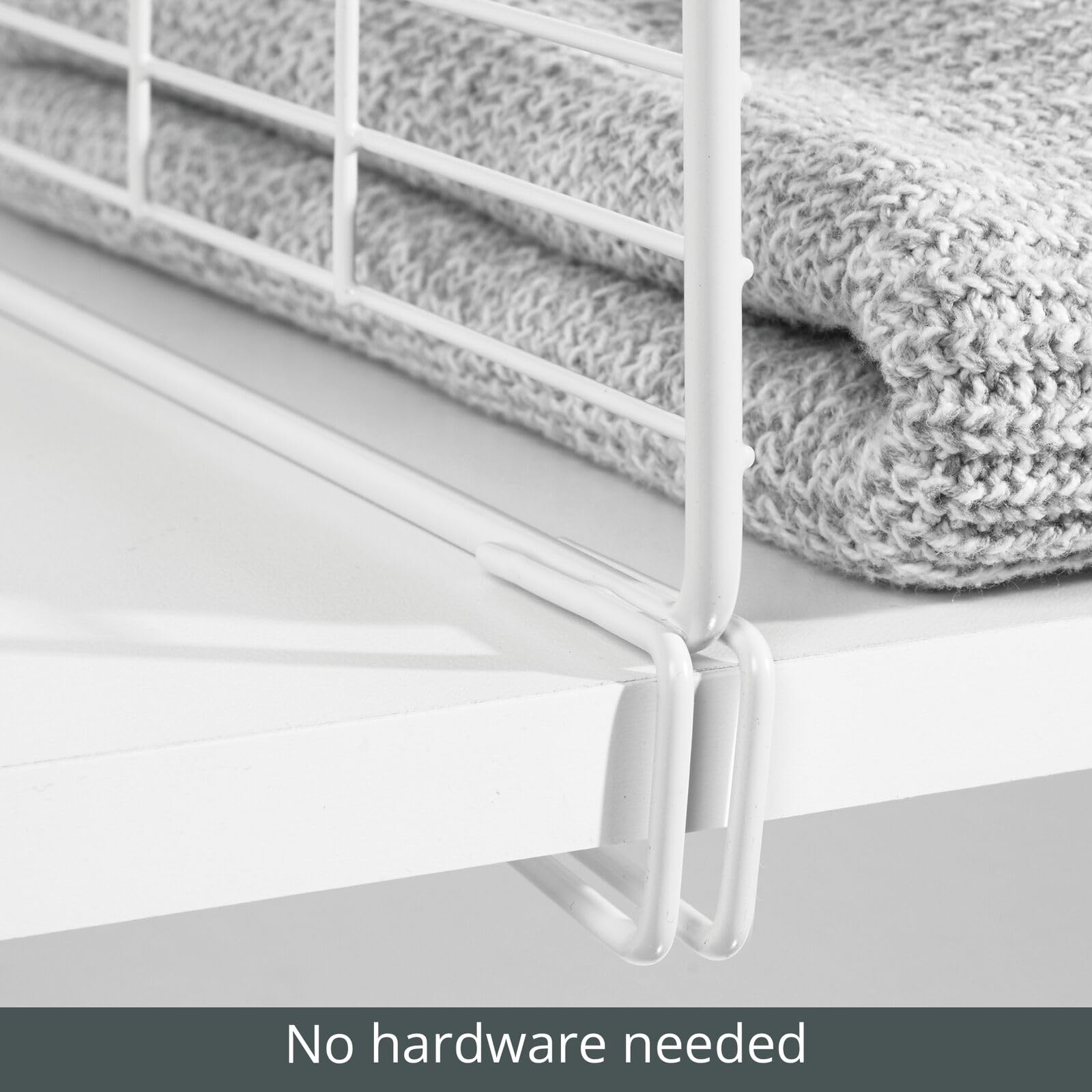 mDesign Modern Versatile Metal Closet, Cabinet Organizer Storage 2-Tier Shelf Divider and Separator for Bedrooms, Bathrooms, Entryways, Hallways, Kitchen Pantry, Office - Easy Install, 2 Pack - White