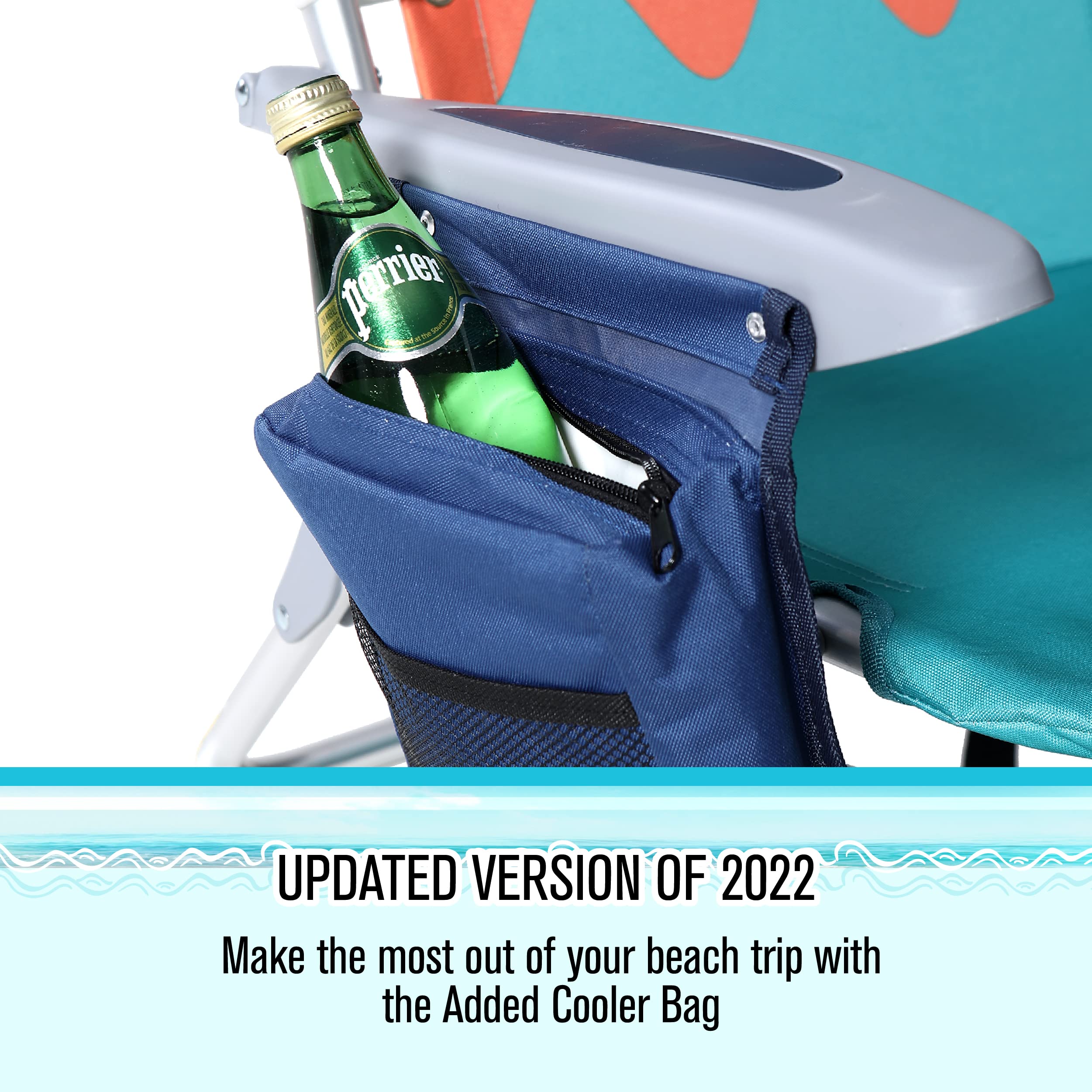 Sophia & William 4-Position Backpack Folding Beach Chair with Cooler Bag, (2-Pack) Lightweight Beach Cahir with Towel Bar, Supports 250 LBS