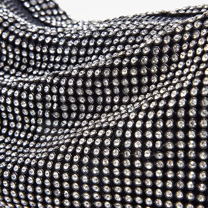 TIAMID TIAMID rhinestone purse for women black diamond purse Silver glitter purses women's Chic Sparkly Mini Bag