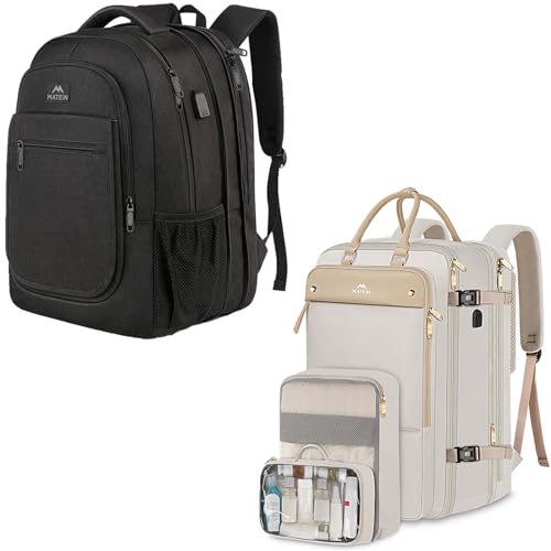 MATEIN Travel Backpack for Men, Expandable Laptop Backpack with USB Charging Port, Carry on Backpack for Women, 52L TSA Travel Laptop Backpack with Shoes Compartment Fits 17 inch Computer