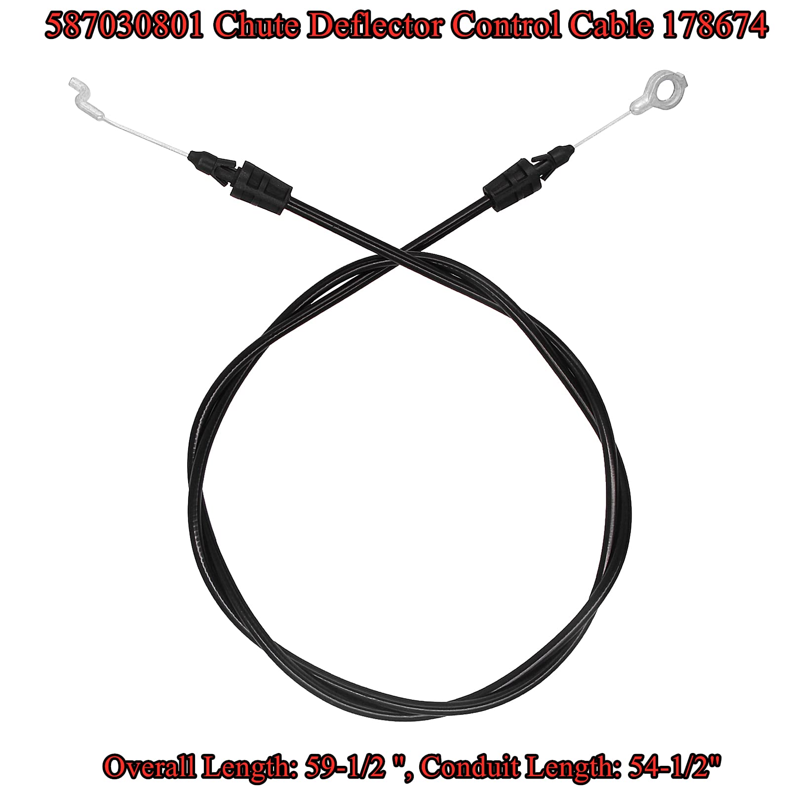Wanotine 587030801 178674 Chute Deflector Control Cable Fits for AYP Husqvarna Craftsman Sears Jonsered Poulan Snowblowers 585271701 532420673