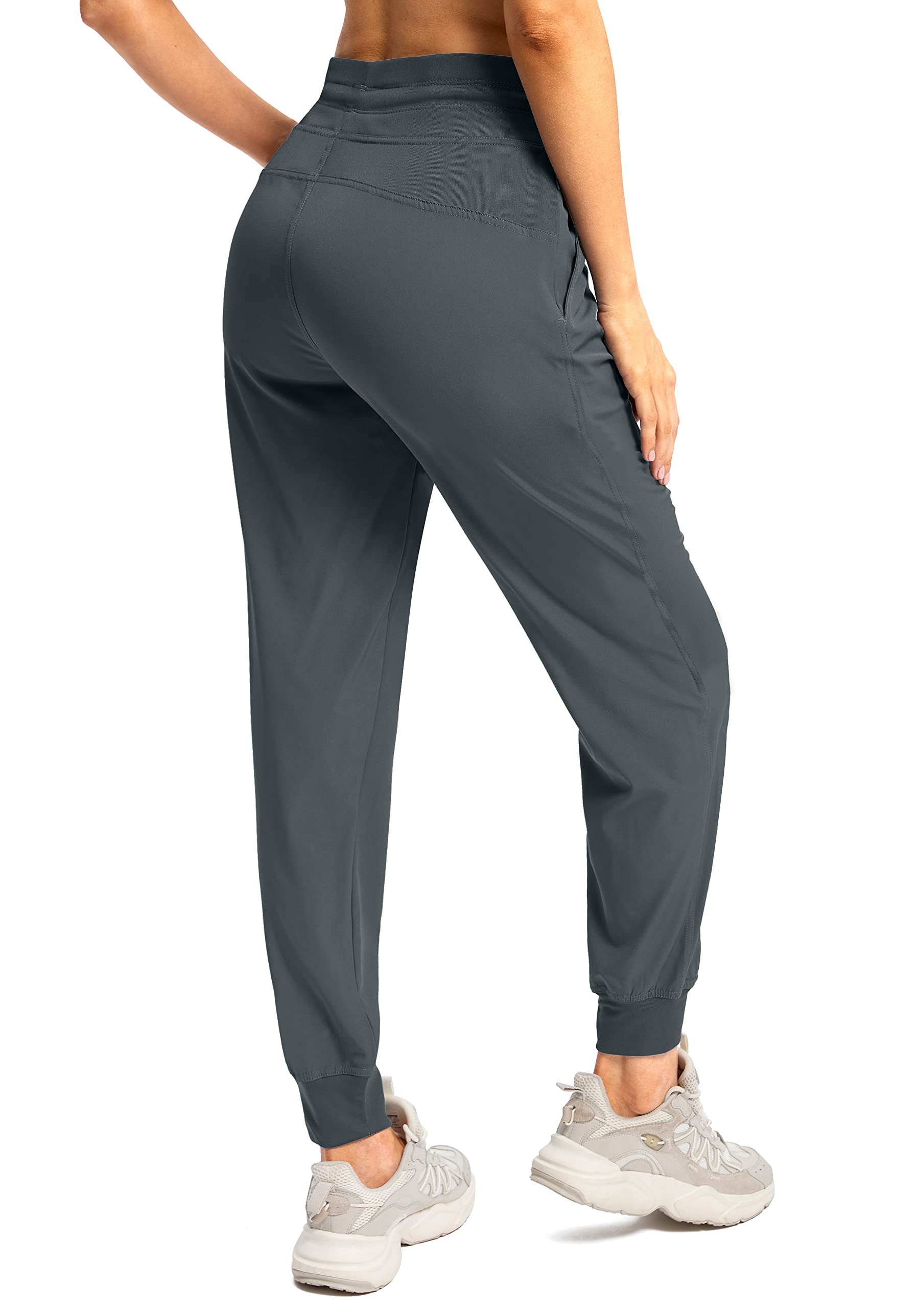 SANTINY Women's Lightweight Joggers High Waisted Running Hiking Track Pants Workout Athletic Jogger for Women Zipper Pockets (Dark Grey_M)