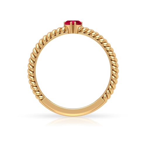 Rosec Jewels Natural Ruby Heart Promise Ring for Women | Solitaire Heart Ring | July Birthstone Ring | AAA Quality, 14K Yellow Gold, Size:US 5.00