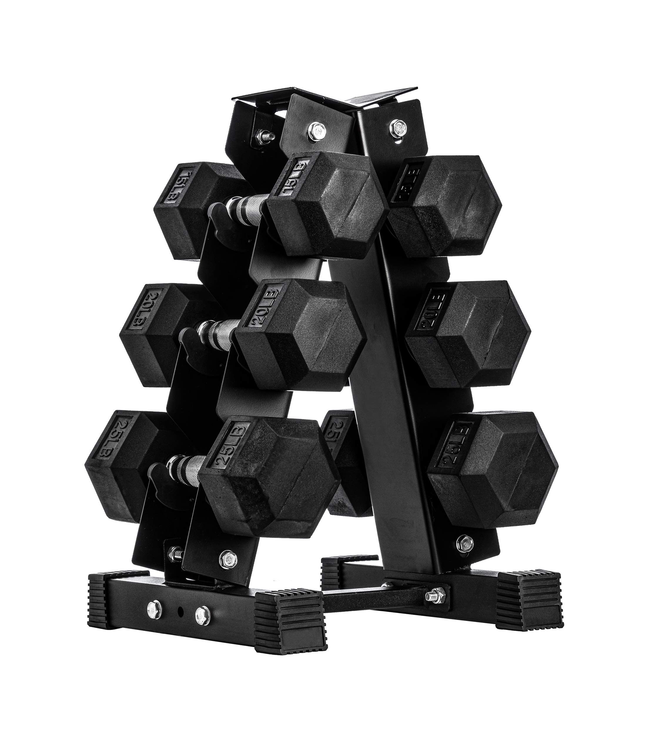 ProBrand Weights Dumbbells Set, 6 Rubber Hex Dumbbell Set with Rack, Free Weights Dumbbell Sets for Home Gym, Weight Set for Men, Dumbbellsweights Set