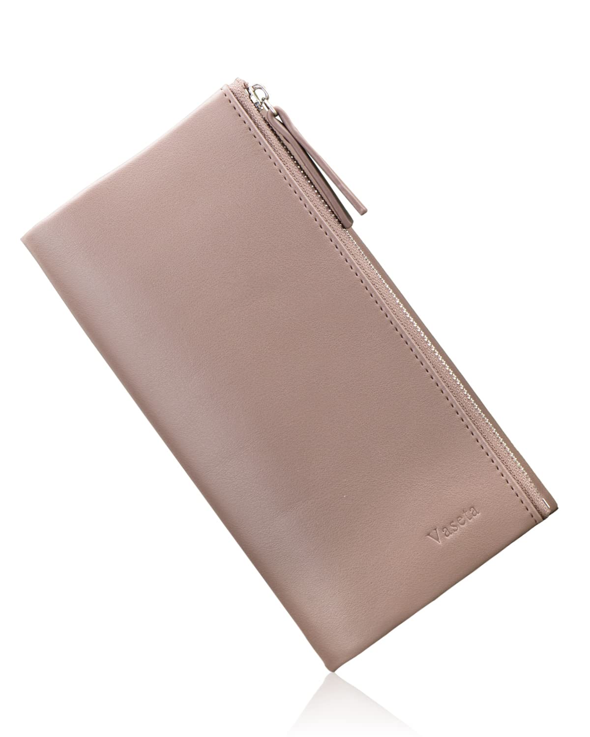 VASETA Wallets for Women Clutch Wallet RFID Blocking Leather Ladies Wallet Credit Cards Organizer with Zipper Pocket