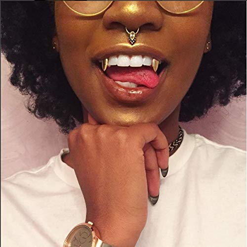 Niv's Bling - Two 14K Gold Plated Single Top Fang Tooth Grill Cap (Gold)