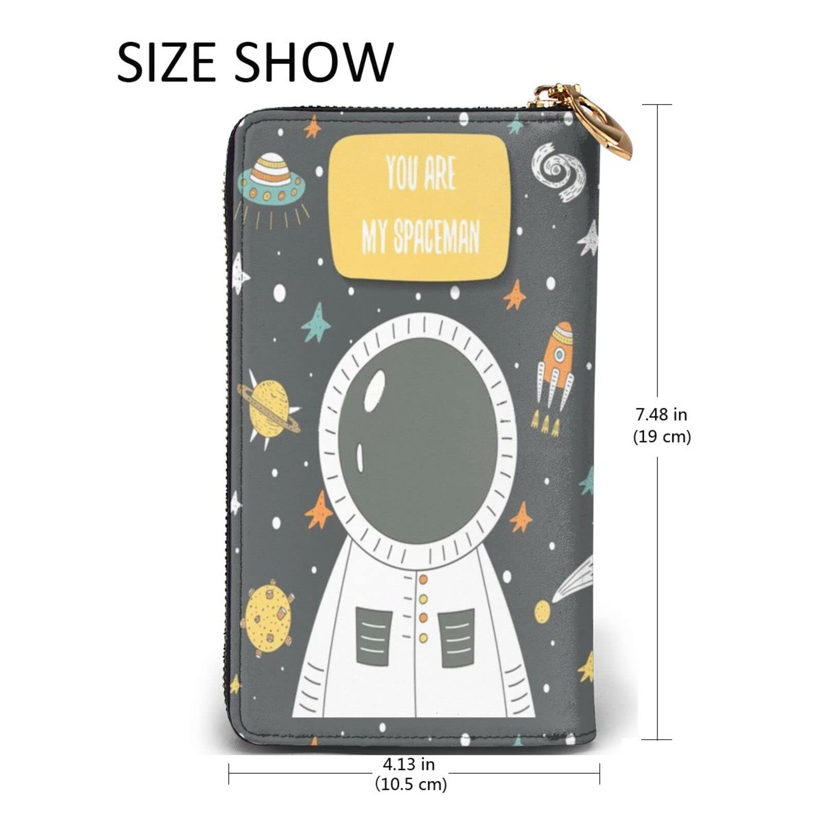 Women Zip Around Long Purse You are My Spaceman Galaxy UFO Gift Credit Card Holder Wallet