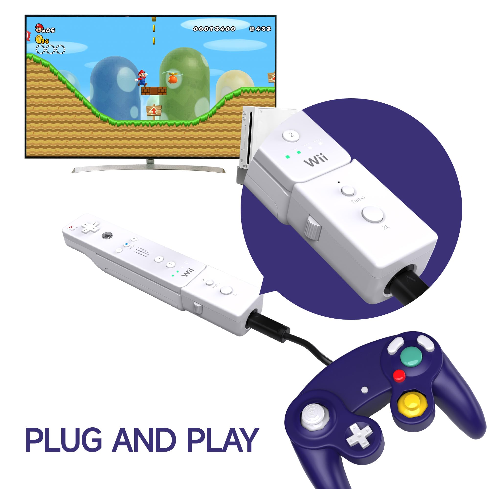 Mayflash GC Controller Adapter for Wii & Wii U (Dual Pack), White