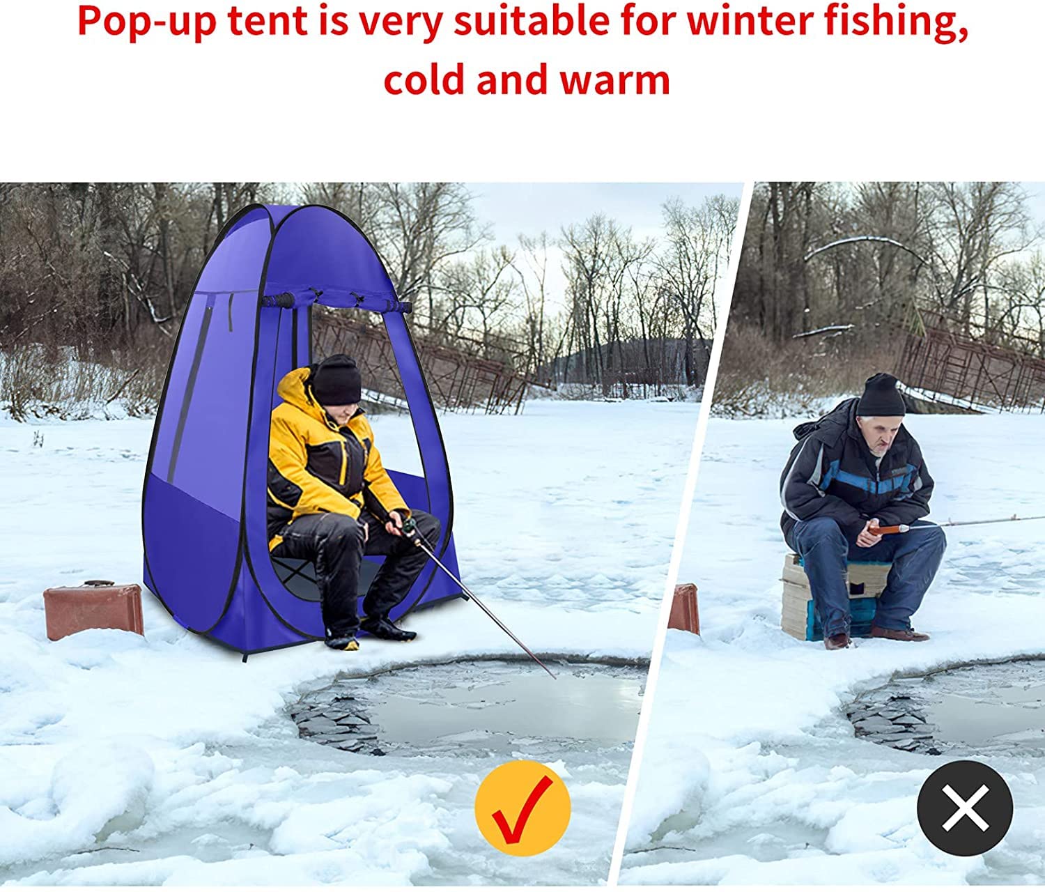 Single Pop Up Tent Pods Sports Fishing, Clear Rainproof Windproof Beach Tent for Wind and Rain in Chilly Weather,Lightweight and Sturdy, Easy Set Up, Outdoor Foldable