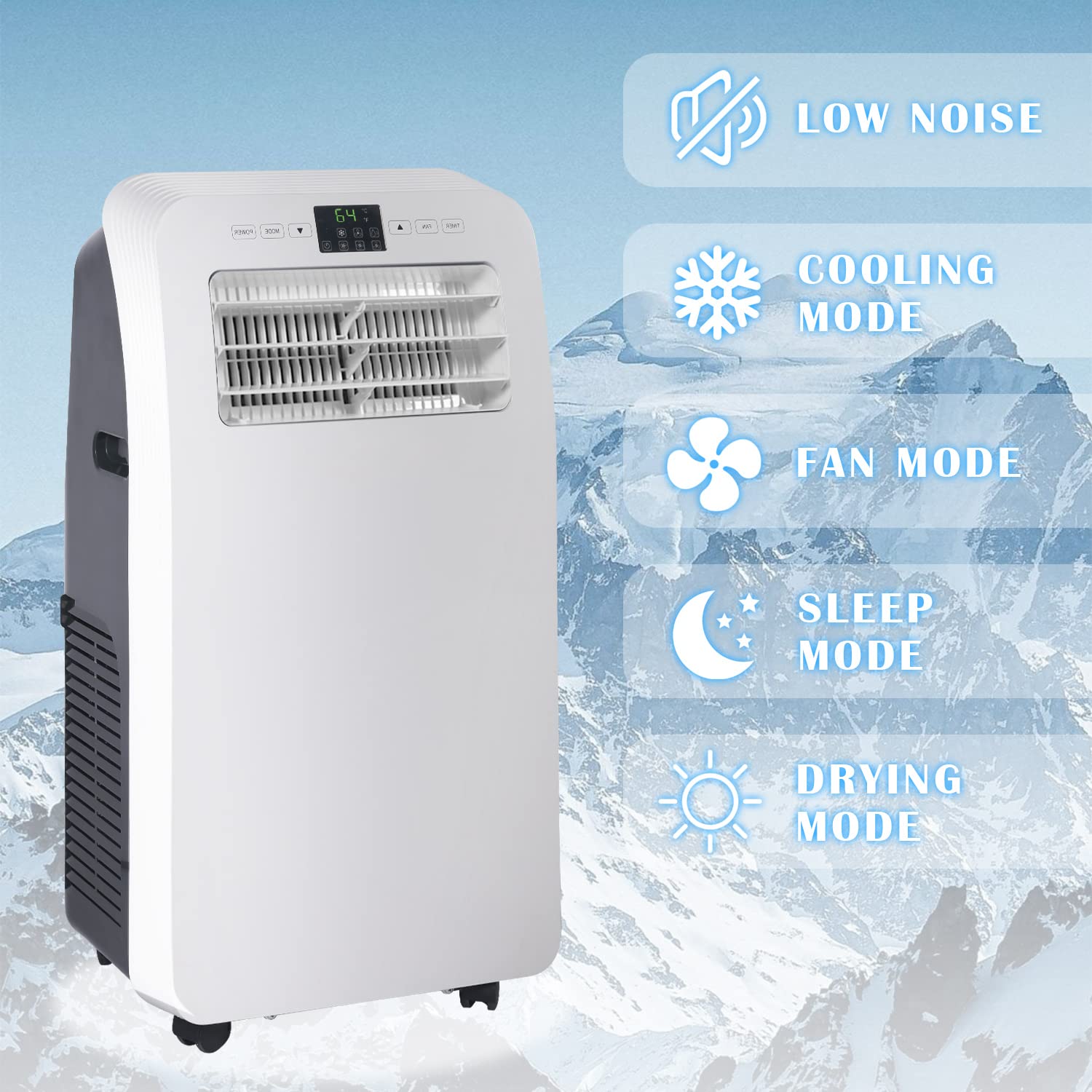 Rotihom 12000BTU Portable Air Conditioner, Home AC Unit with Remote Control, 3-in-1 Portable AC Unit with Quiet Operation, Dehumidifier Function, Built-in Fan Modes, Cooling