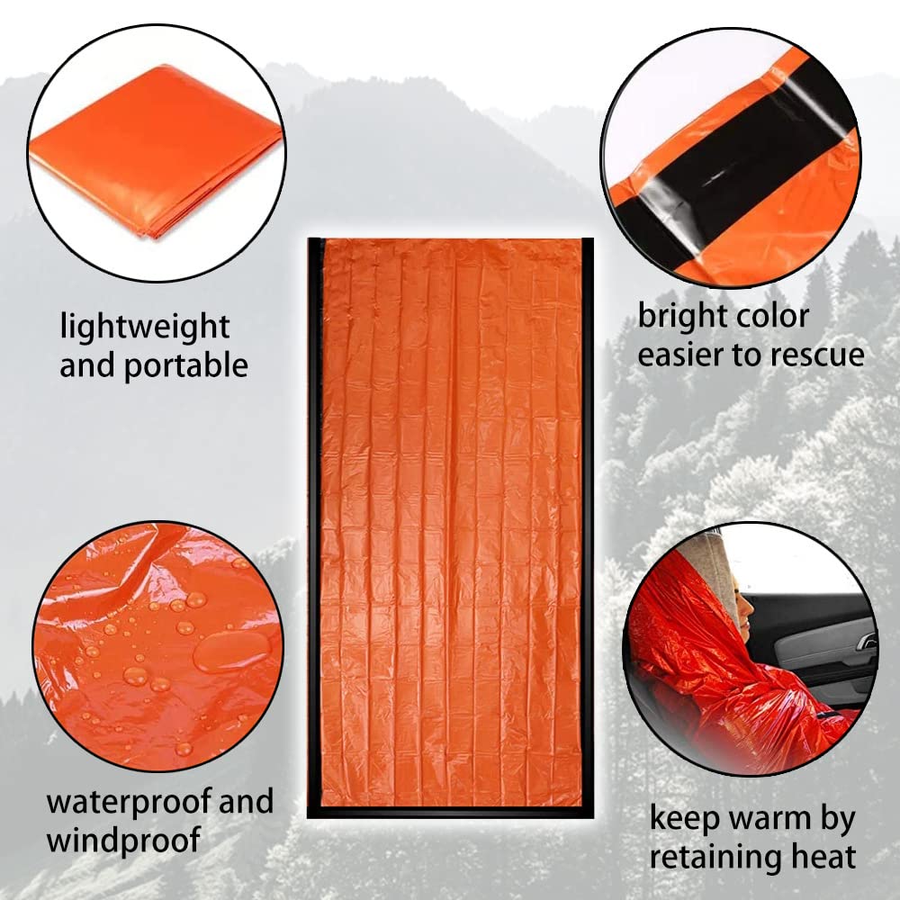 YDYJKI Emergency Survival Sleeping Bag, 2 Pack Thermal Sack Blanket, Waterproof Lightweight, Emergency Blankets Mylar Portable tarp Sack for Outdoor Camping, Hiking, Backpacking(Green)