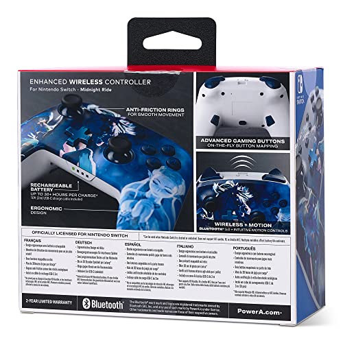 PowerA Enhanced Nintendo Switch Controller Wireless - Zelda Midnight Ride, Legend of Zelda Sworn Protector, tears of the kingdom, Rechargeable Pro Controller for Switch, Immersive Motion Control and Advanced Gaming Buttons