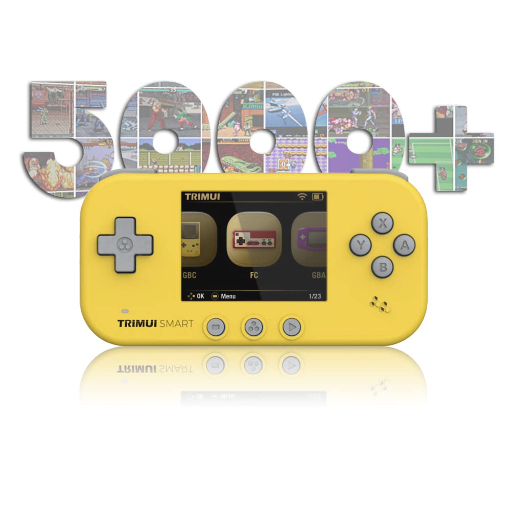 Trimui Smart Handheld Game Console 2.4 inch Mini Retro Hand Held Games Console Classic Games Built-in Rechargeable Battery Portable Style Hand-held Video Game Consoles System Yellow