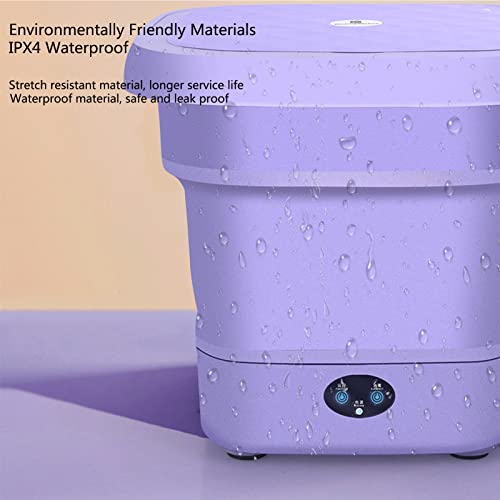 Portable Washing Machine - Foldable Mini Portable Washer Lightweight Washing Machine with Drain Basket for Camping, Travelling, Apartment, RV, Underwear, Personal (Purple)