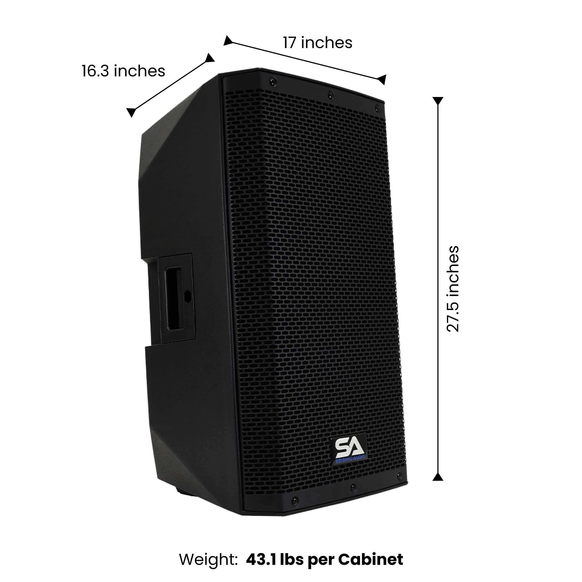 Seismic Audio Speakers Riot-12, Pair of Premium PA/DJ 2-Way Active PA/DJ Speakers, 12β, Bluetooth, DSP, Built in Mixer & Class D Amplifier