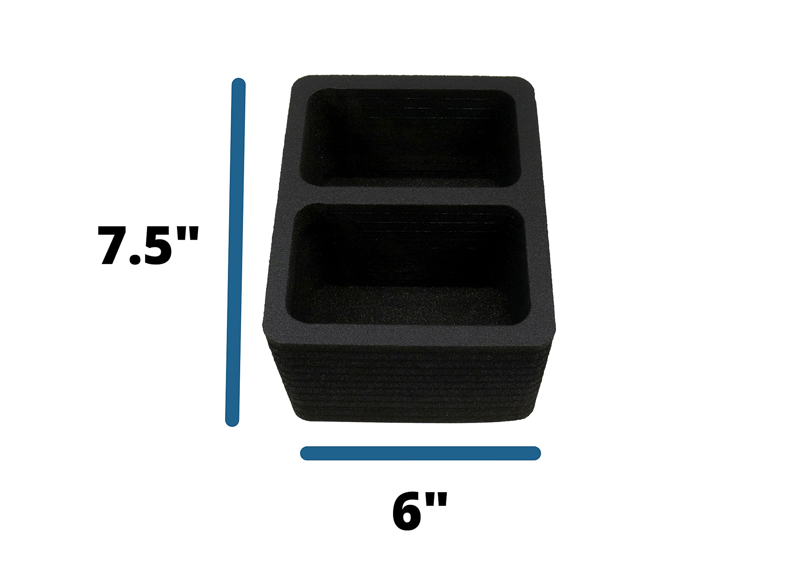 Polar Whale Remote Control Holder Stylish Storage Tray for Sofa Bed Couch Floor Car RV Lounge TV Room Desk or Table Durable Black Foam 2 Compartments 7.5 x 6 Inches