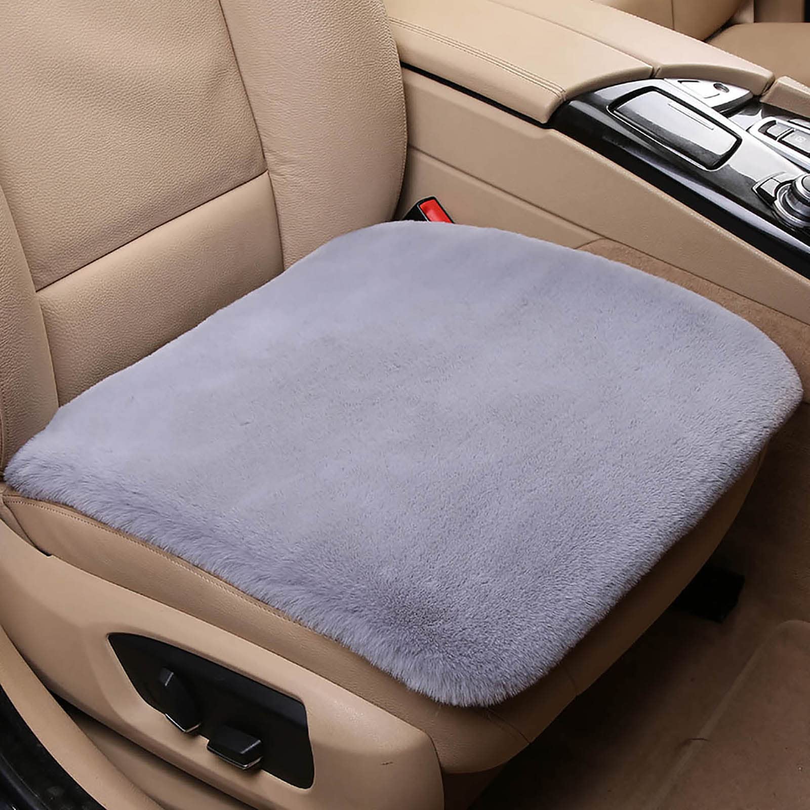 YUNZLAN Fluffy Imitation Rabbit Fur car Front or Rear seat Cushions Winter Warm and Comfortable Thickening car seat Cover car Interior Accessories 1pcs (Front seat, Grey)