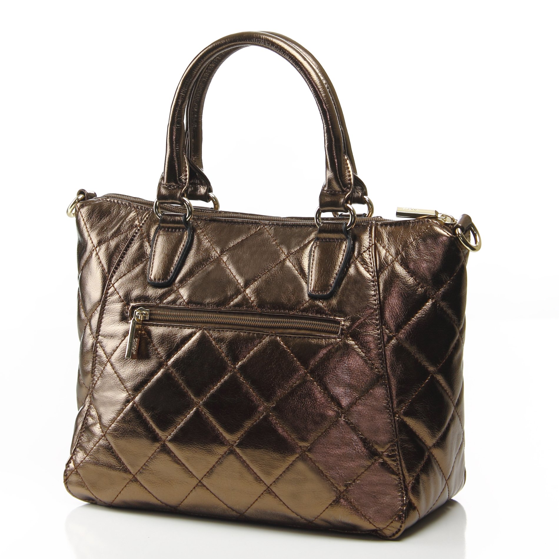 Noble Mount Quilted Metallic Antoinette Satchel/Handbag - Bronze