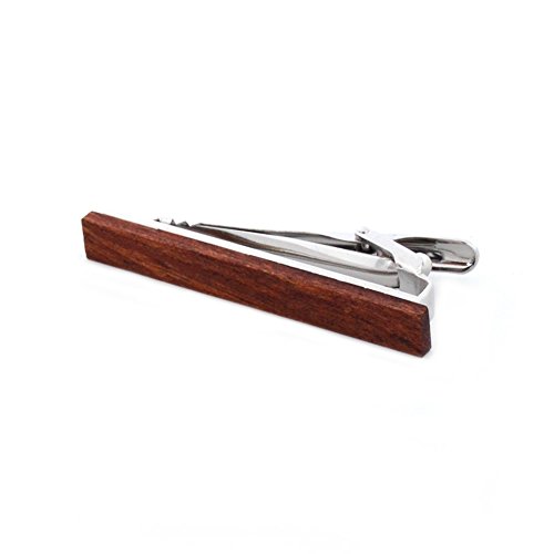 MERIT OCEAN Smart Men's Bulinga Wood Tie Clip Natural Tie Bar 2.1 Inch in Gift Box