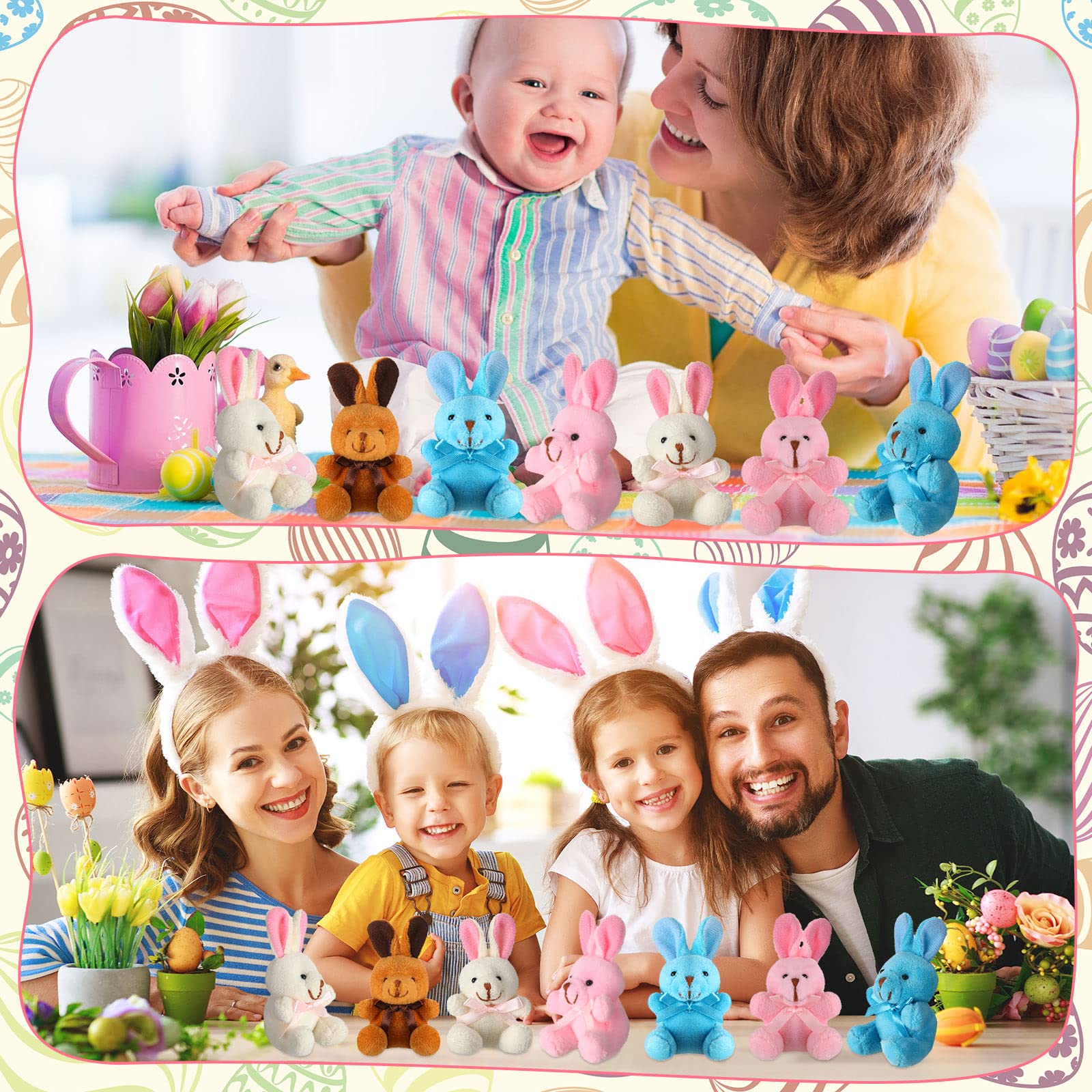 Sanwuta 36 Pieces 4 Inch Easter Mini Bunny Plush Bunnies Stuffed Bulk Tiny Rabbit Stuffed Easter Stuffed Toys Bunny Party Favors Bunny Animals for Easter Eggs Filler, Easter Baskets Filler, 4 Colors