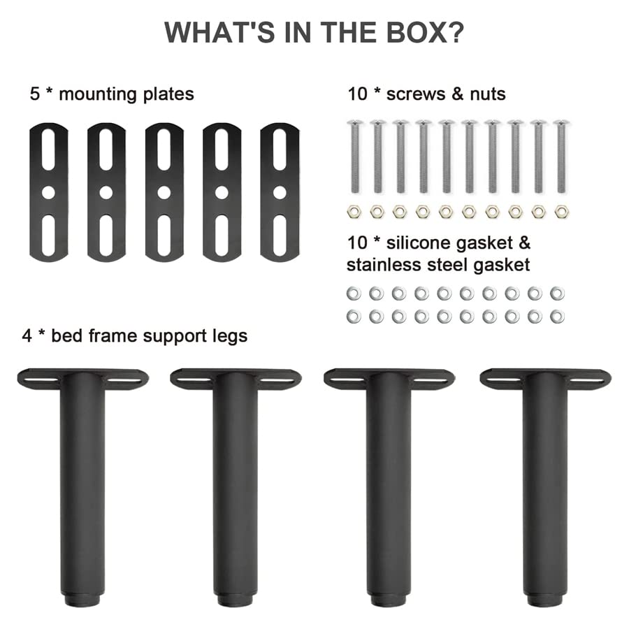 Skuehod Metal Adjustable Bed Legs Replacement Set of 4,Center Support Legs for Steel Bed Frame Slat Support (7"-13")