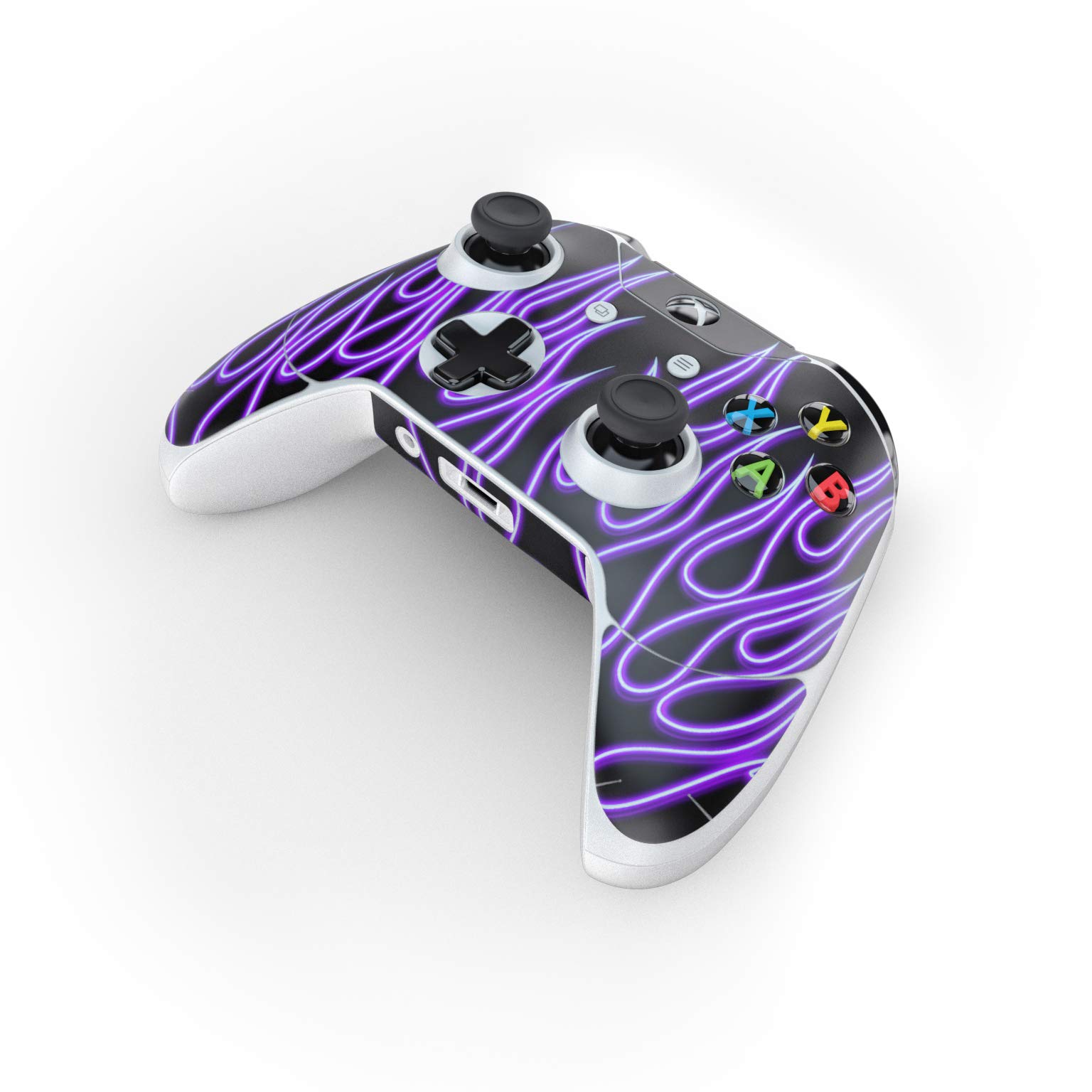 Purple Neon Flames Skin Decal Compatible with Microsoft Xbox One and One S Controller - Full Cover Wrap for Extra Grip and Protection