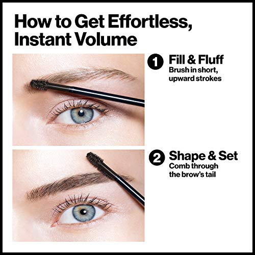 REVLON ColorStay Brow Fiber Filler, Longwearing & Volumizing Waterproof Eyebrow Gel, 305 Dark Brown, 0.23 fl. oz.