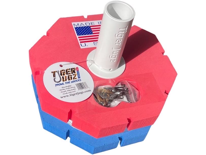 Tiger Jugz - Fishing Jugs Terminal Tackle - The first stackable, strike indicating, depth adjustable, grab and reel fishing jugs