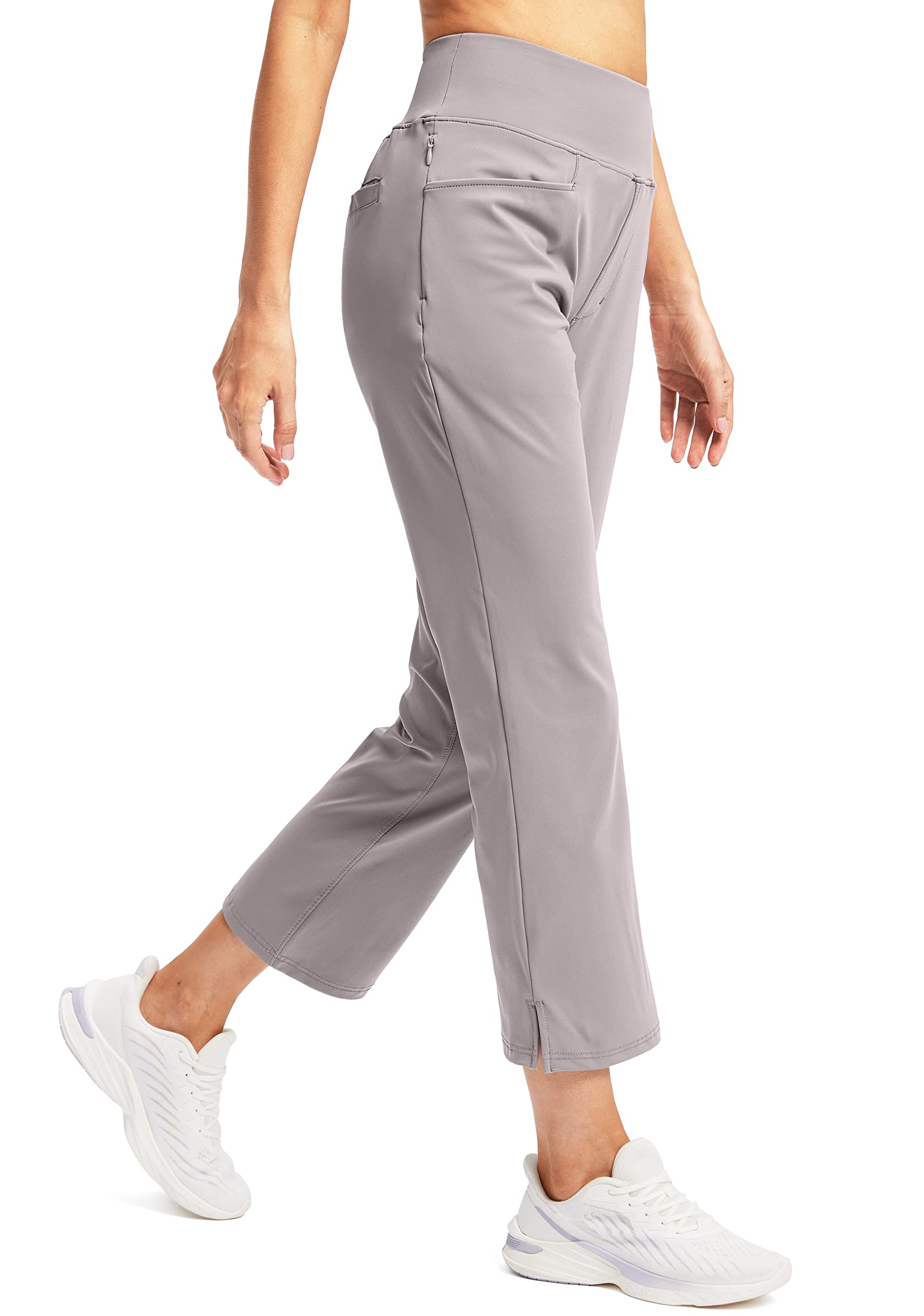Soothfeel Women's Golf Pants with 5 Pockets High Waisted Stretch Sweatpants Travel Athletic Work Ankle Pants for Women (Dusty Grey, L)