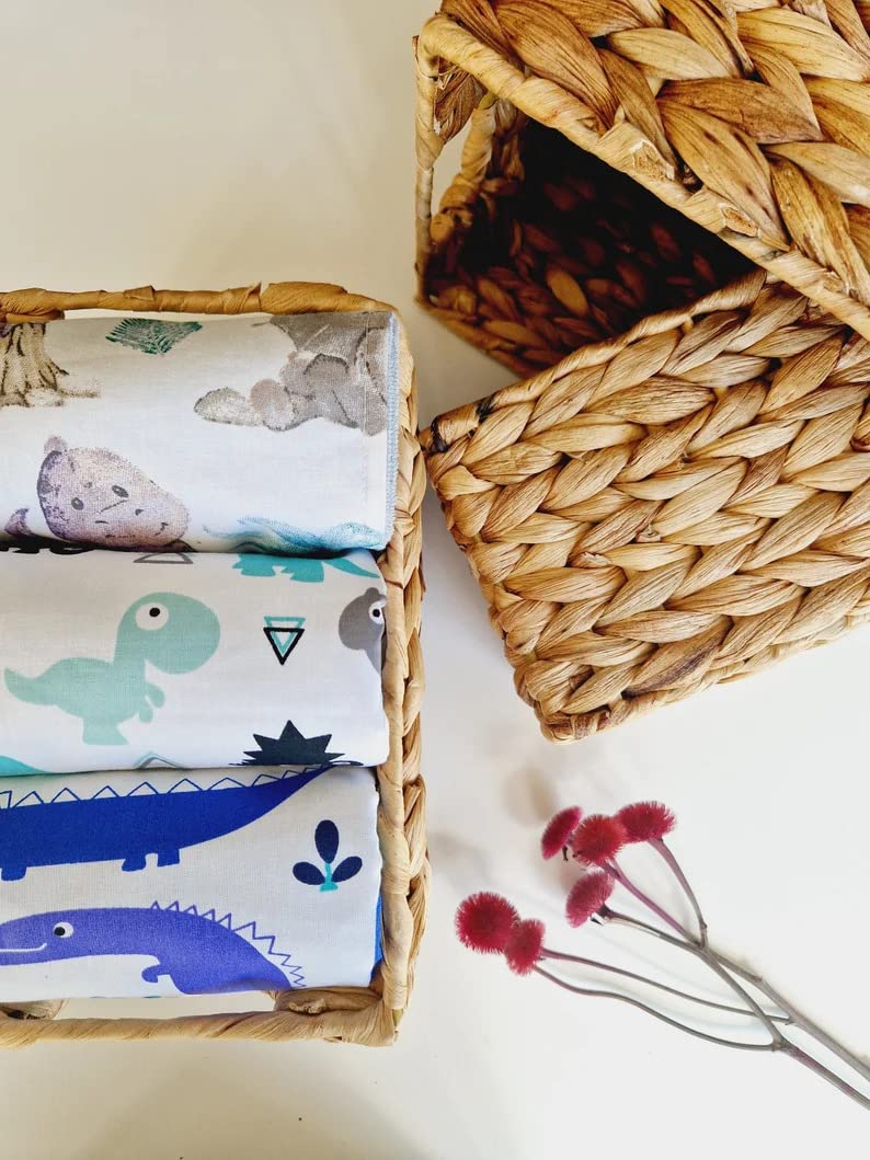 Waterproof Baby Pads - 19.6 X 27.5 Inch Pad For Easy To Clean, Thick, Large Mat Newborn Must Haves Cute Changing Table With Dinosaur Pattern New Born Essentials White 3 Count