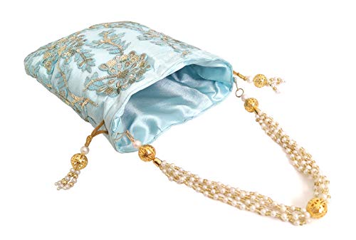 Women's Sky Blue Potli Bag By Indian Collectible