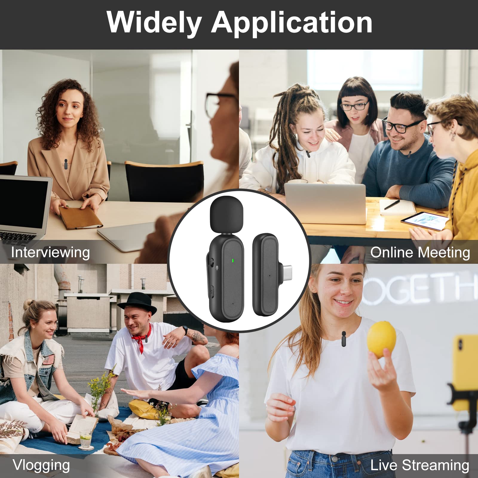 Tefiohen Wireless Lavalier Microphone for iPhone, iPad - Portable Charging Case, No App Required, 65.6ft Long Distance Transmission, Noise Reduction, Stereo Reception