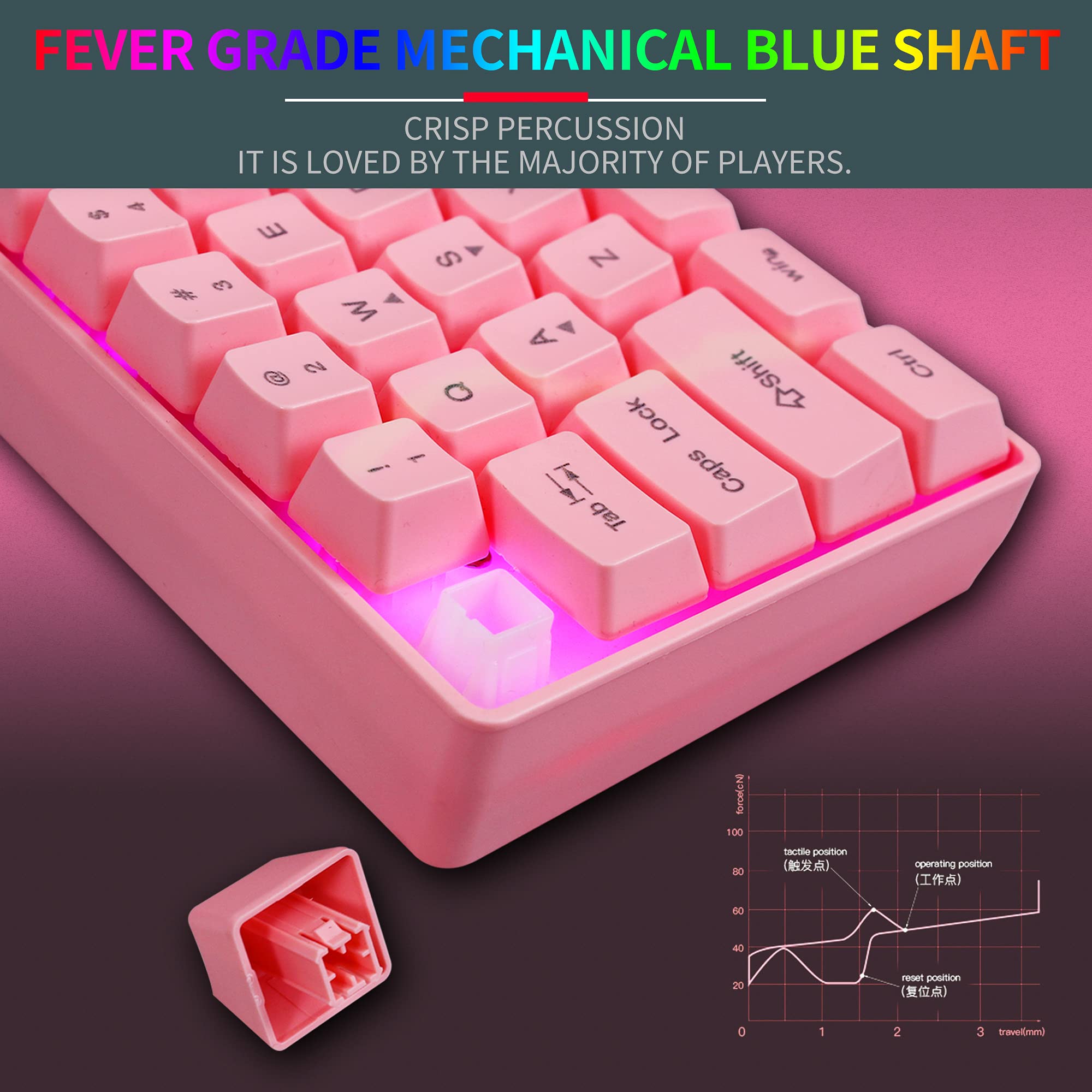 SELORSS 60% Mechanical Feel Gaming Keyboard,RGB Backlit Ultra-Compact Mini Keyboard, Ergonomic Full Anti-Ghosting 61 Keys Keyboard,Wired Type-C USB Waterproof for Typist Laptop PC Mac Gamer
