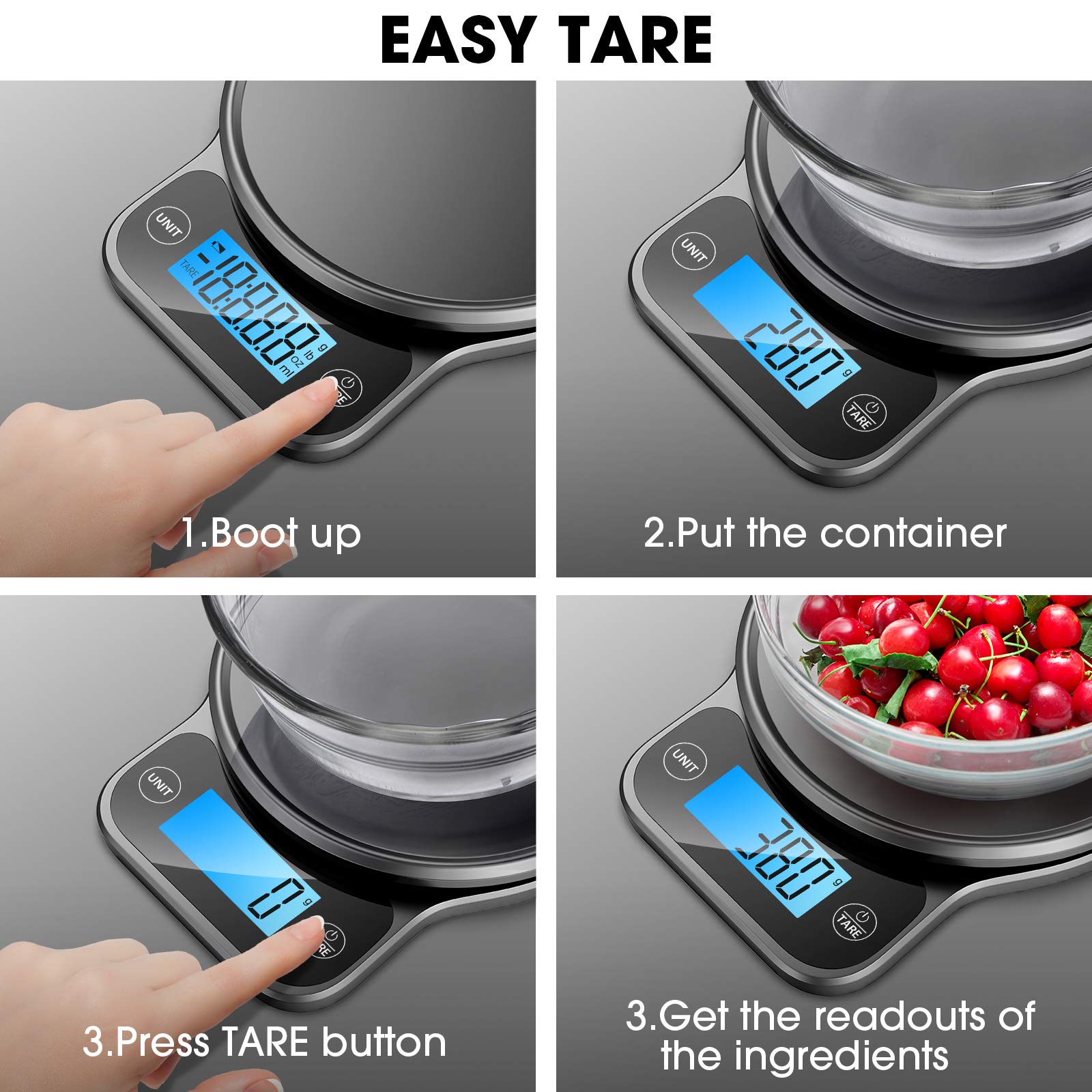 Nicewell Kitchen Scale, High Accurate Digital Food Scale for Weigh Loss, Measures in Grams and Ounces for Cooking Baking, 6kg/13lbs Max, with Pastry Mat