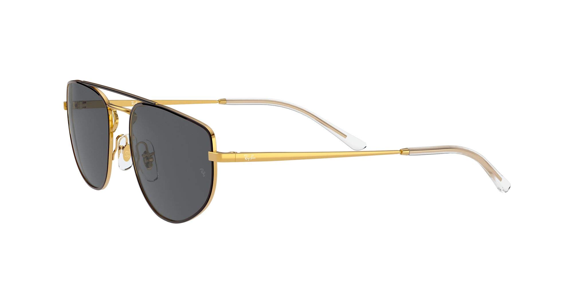 Ray-Ban RB3668 Rectangular Sunglasses, Black On Gold/Dark Grey, 55 mm