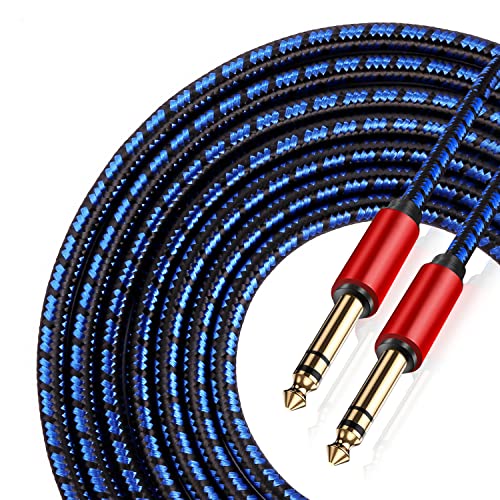 NC XQIN TRS Cable 1/4 to 1/4 Audio Cable,Quarter Inch Cable 1/4 inch Cable Balanced Stereo Audio Cable Nylon Braid - 15FT